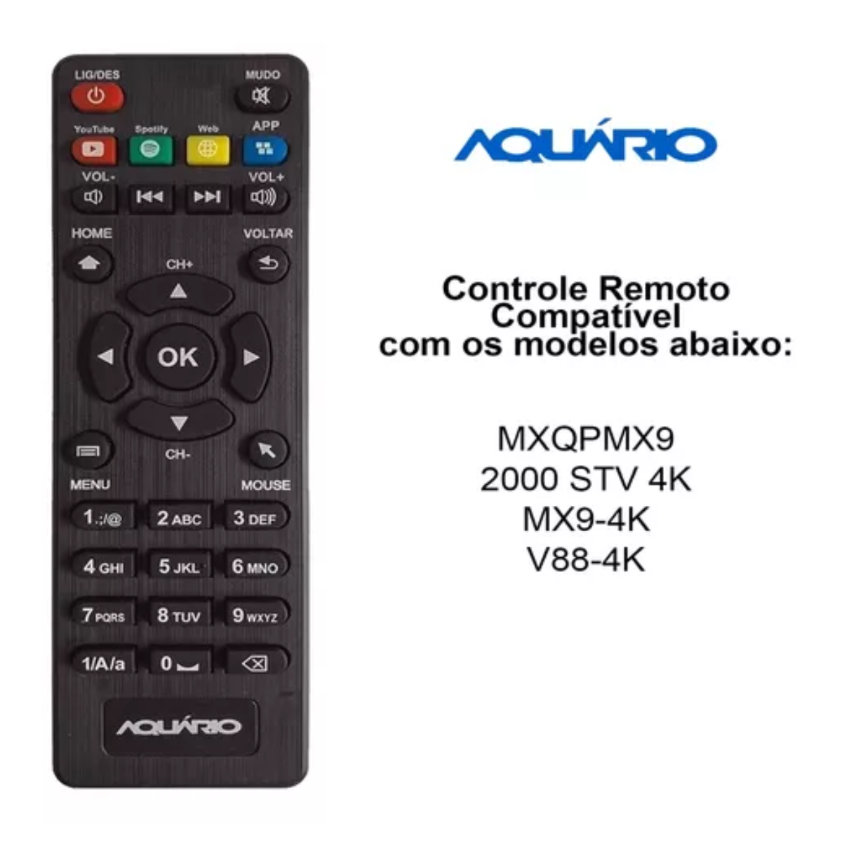 Controle Remoto para Receptor Smart TV Box Aquário SKY-9088 - Brasvarejo