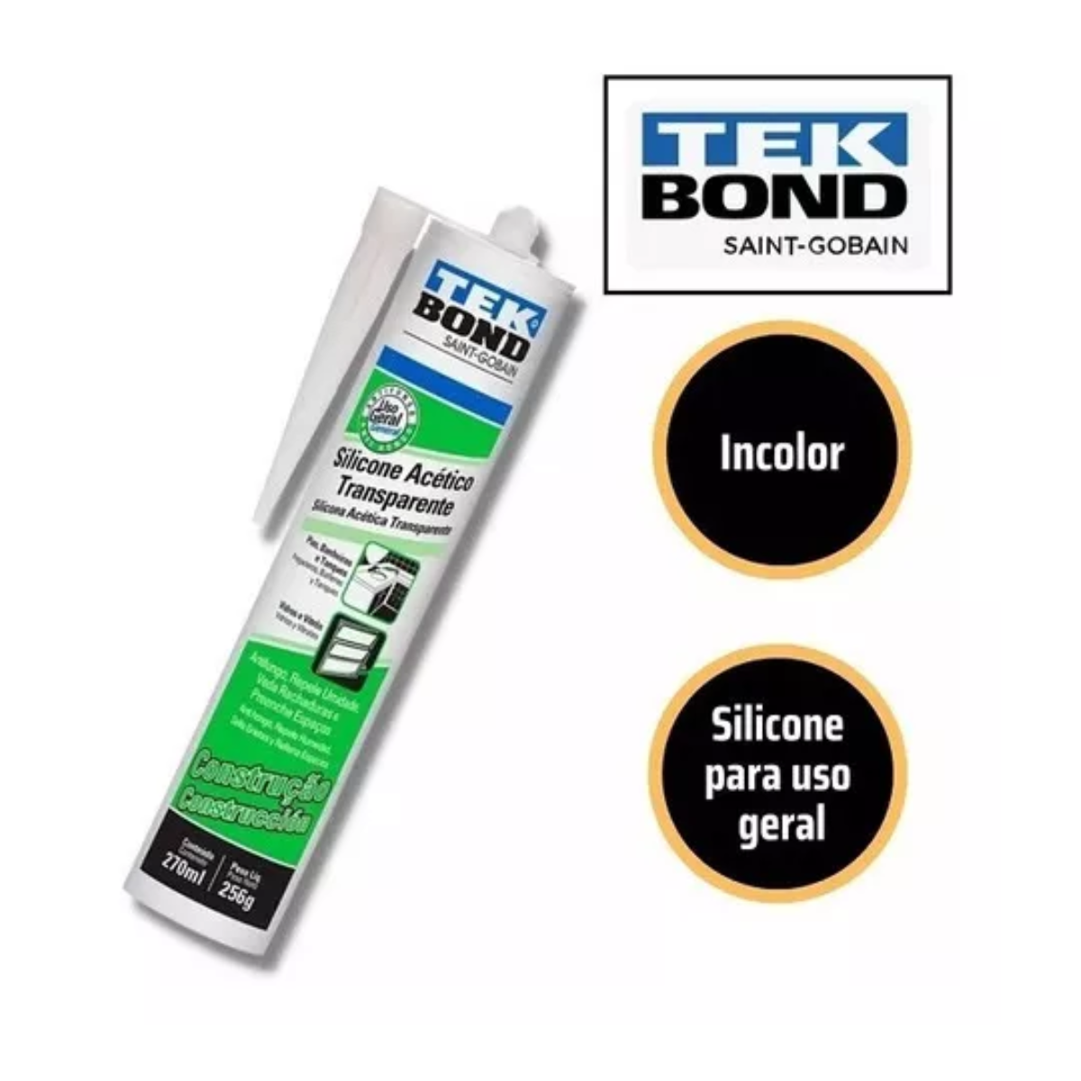 Tekbond Silicone Acético Transparente 256g - Vedação Construção Civil ...