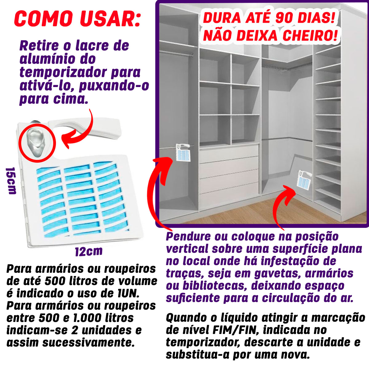 Kit Anti Traça Inseticida Em Cartela Jimo Com Suporte Cabide 2 Unids ...