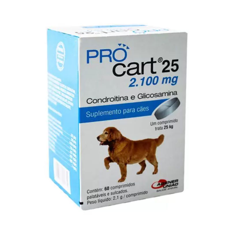 ProCart 25 Suplemento Alimentar 60 Comprimidos Cães Fortalece ...