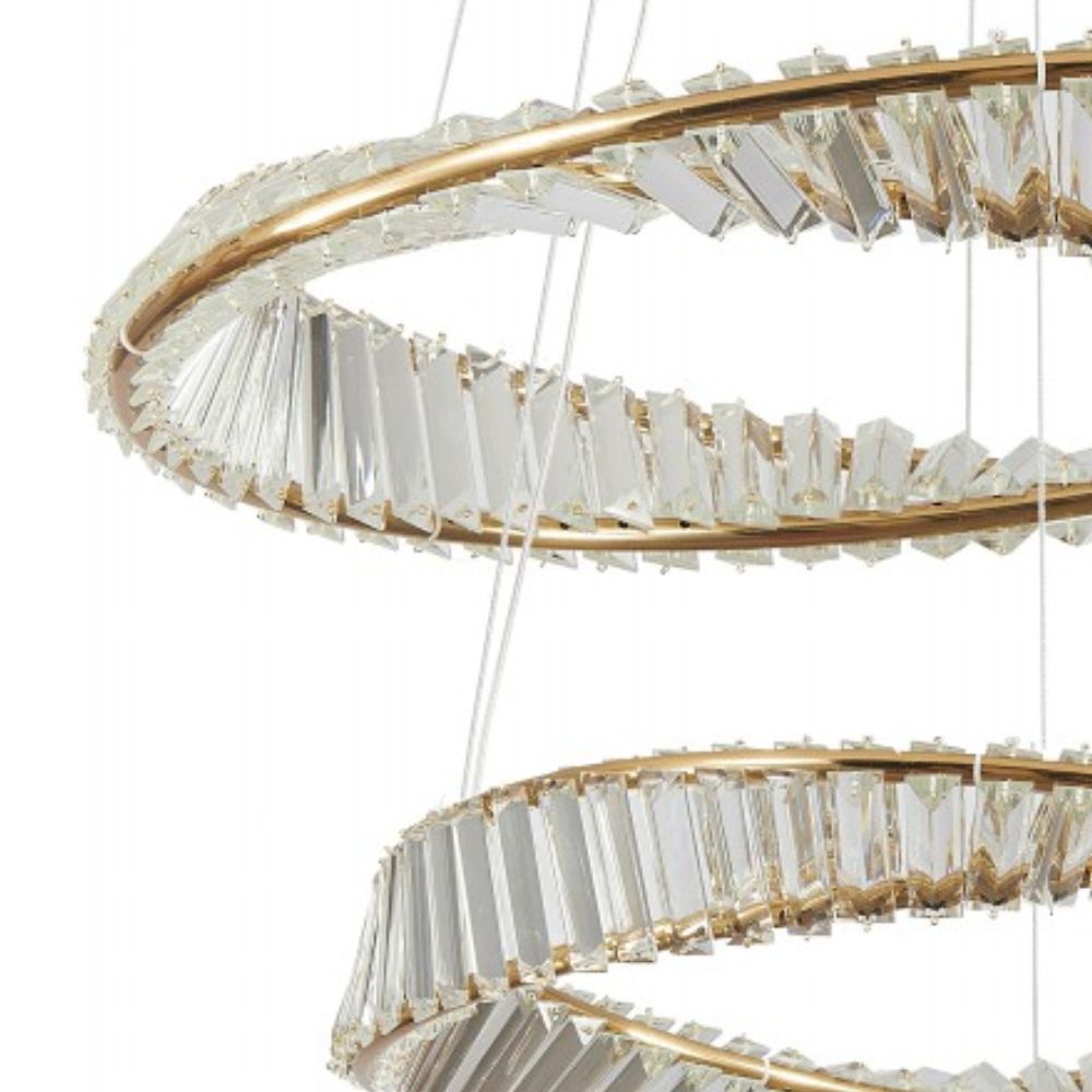 Pendente Domino Led 3000K 80W 6400lm Ø80cm Metal e Cristal Dourado ...