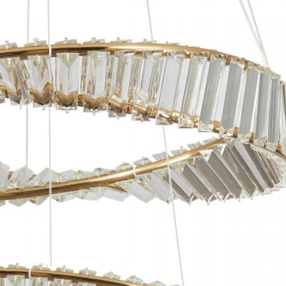 Pendente Domino Led 3000K 80W 6400lm Ø80cm Metal e Cristal Dourado ...