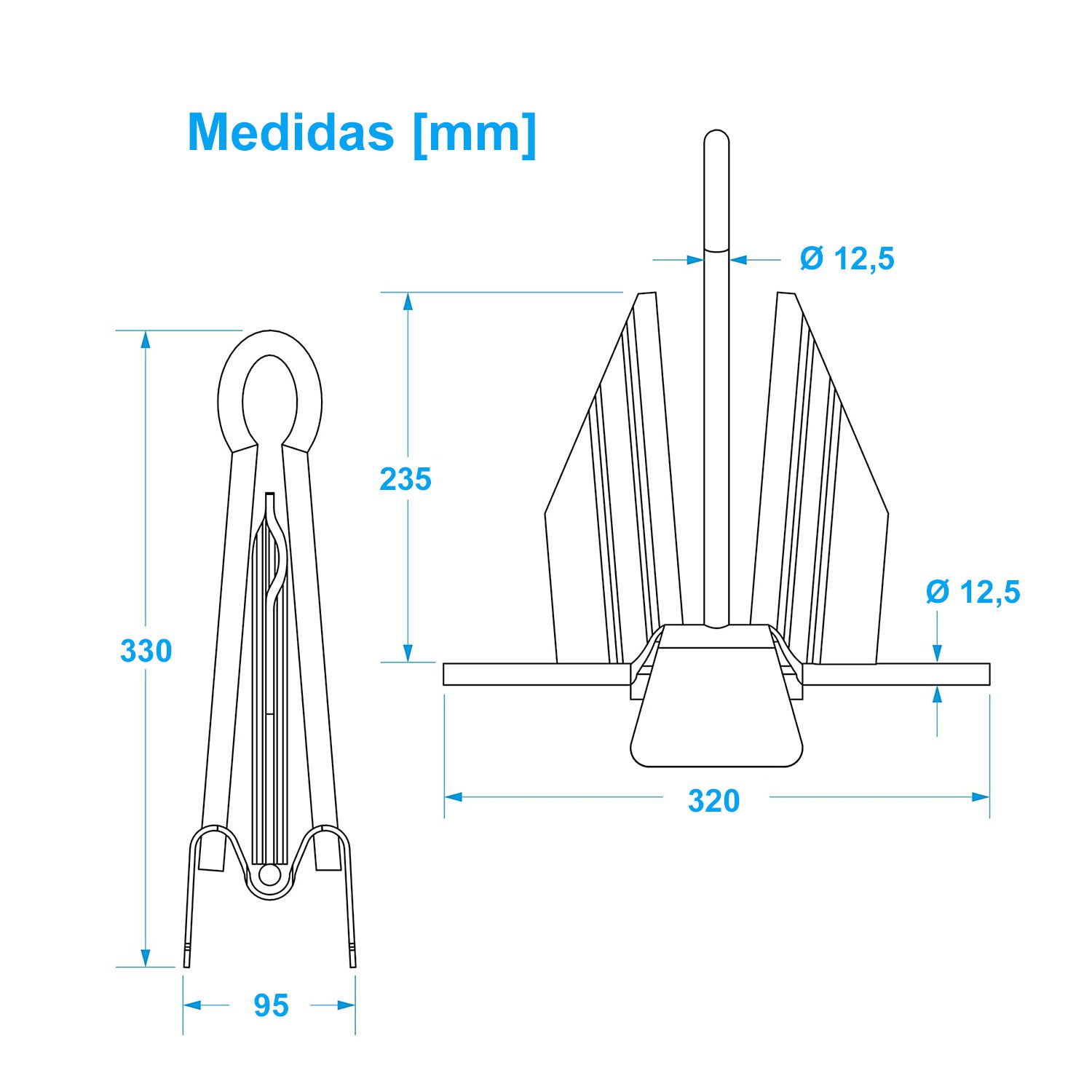 Ancora Poita Dobrável 1,8 Kg Danforth Aço Galv Barco Lancha - Tiburon ...