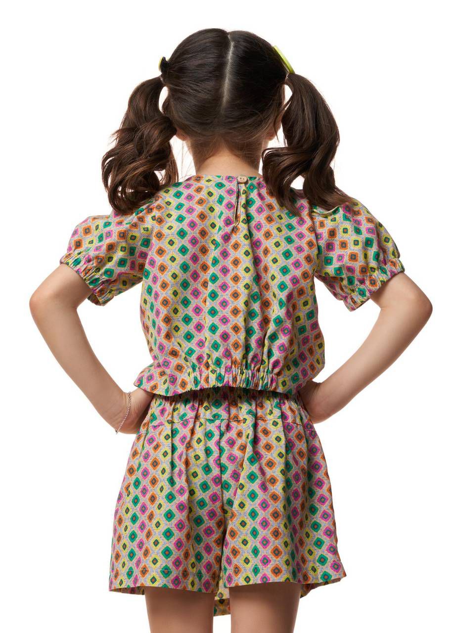 Conjunto Shorts Saia E Top Gravataria M/c Teen - CamuCamu - Moda Infantil