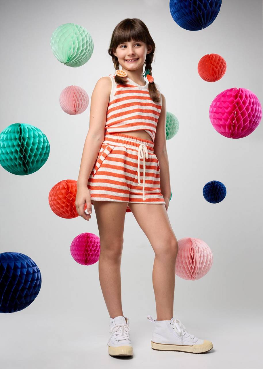 Conjunto Shorts E Top Malha Tricô Navy Kids - CamuCamu - Moda Infantil