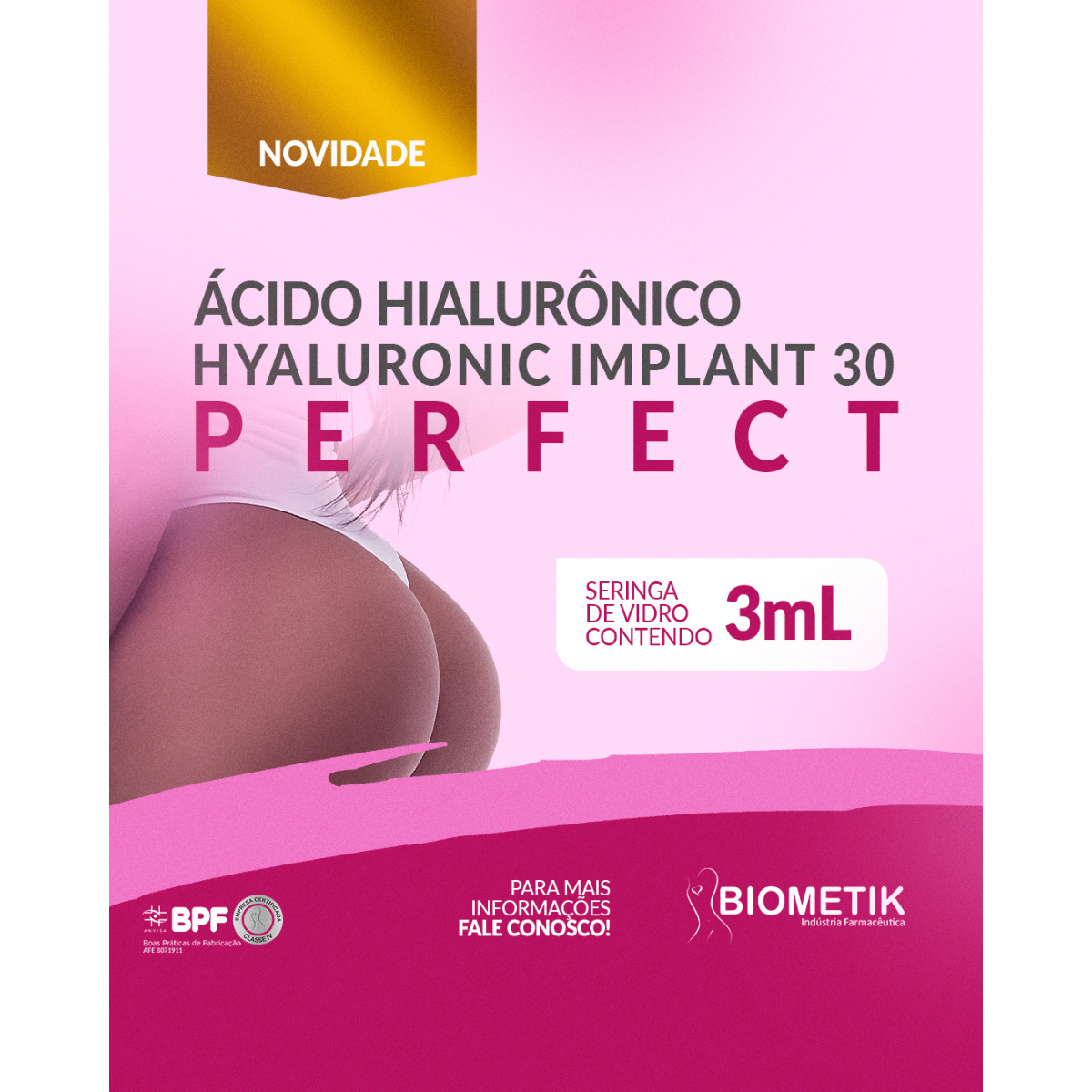 Hyaluronic Implant Perfect 30 Com 1 Seringa de 3mL - Biometik - Farmahof