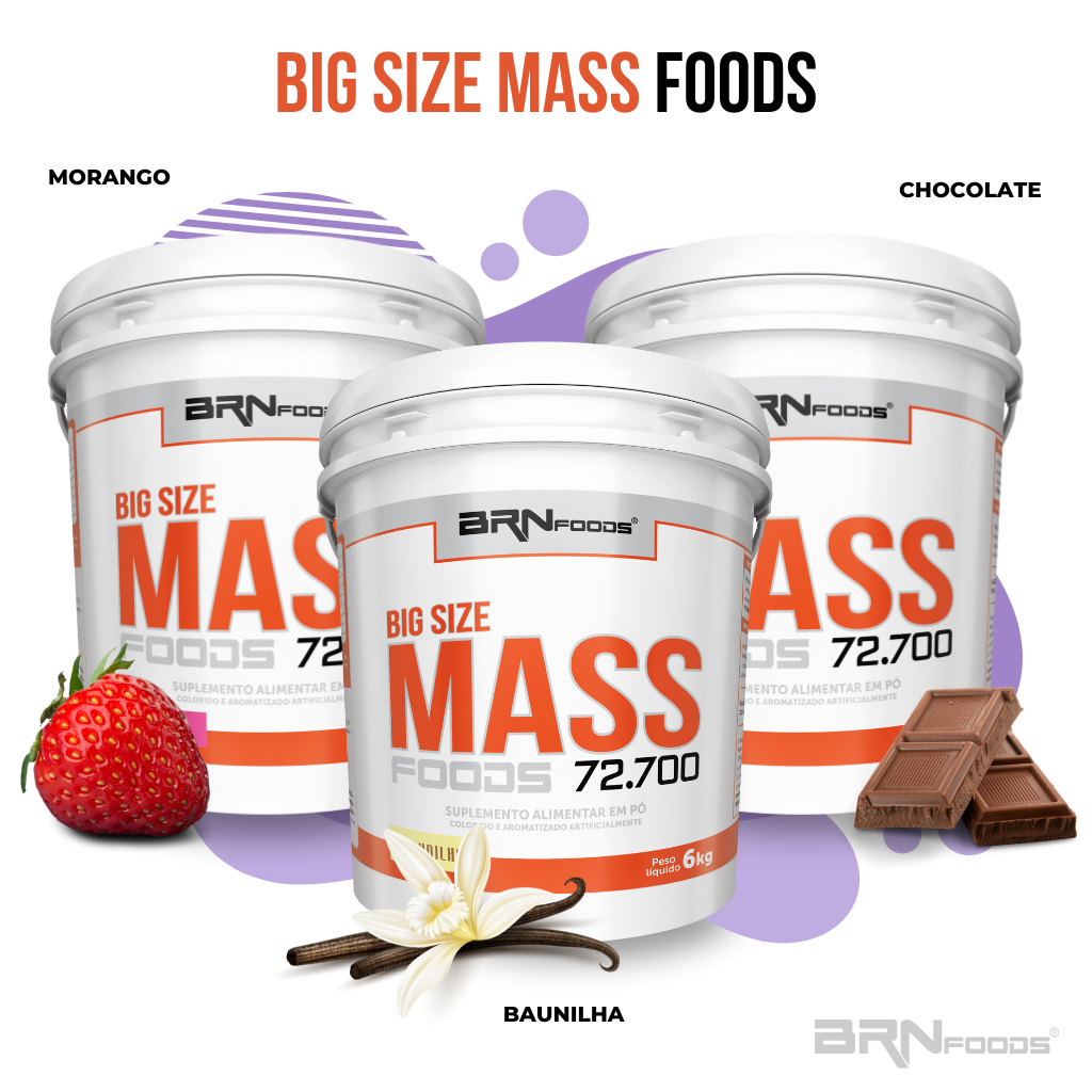 Kit Big Size Mass 6kg + BCAA 100g + Creatina Foods 100% 100g + Coq ...