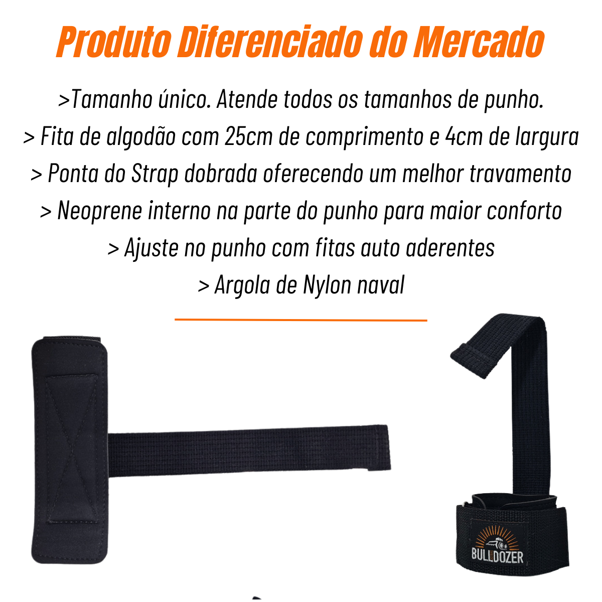 Strap para Musculação com Munhequeira Grip Par - Bulldozer