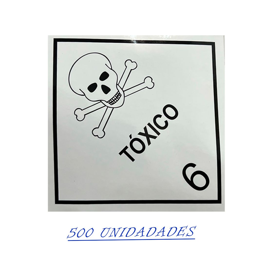 500 unidades Rótulo de risco 10x10 TÓXICO - Saymon Indústria e Comércio