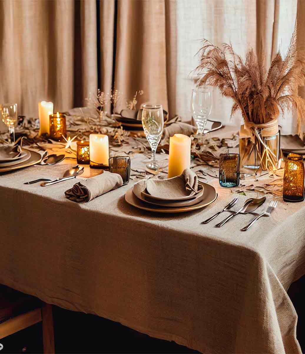 Toalha de Mesa Nude Retangular 6 Lugares Rústica - Mesa Chiq - Toalhas ...