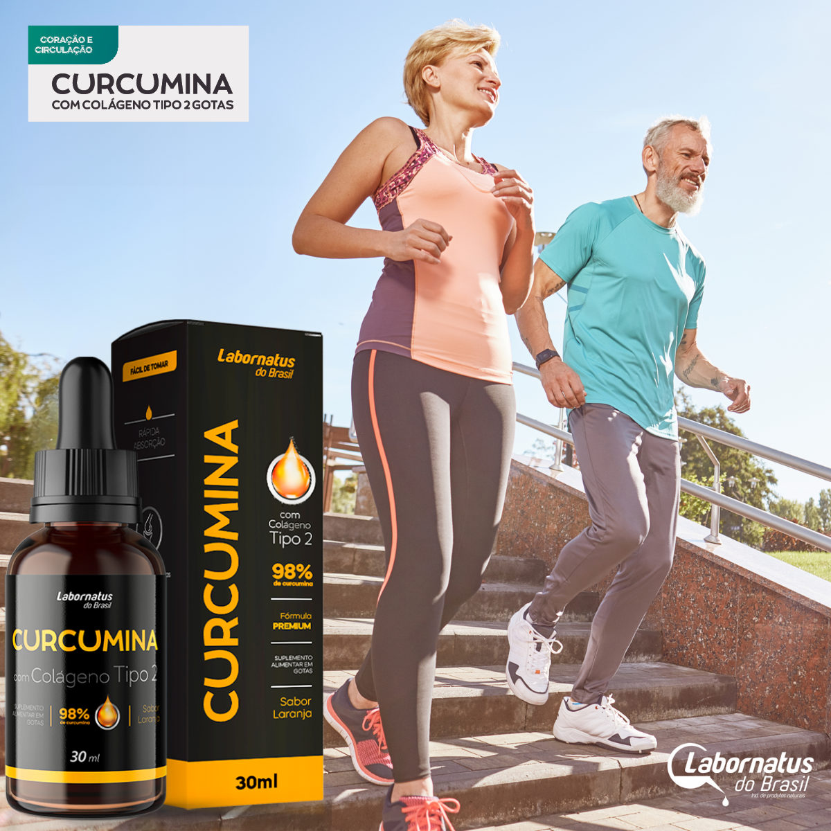 Curcumina 98% + Colágeno Tipo 2 Cúrcuma Longa Premium Gotas Labornatus ...