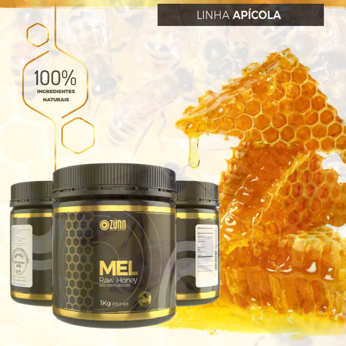 Mel Zunn Raw Honey Cru Natural e Não Pasteurizado – 100% Puro - Saúde ...