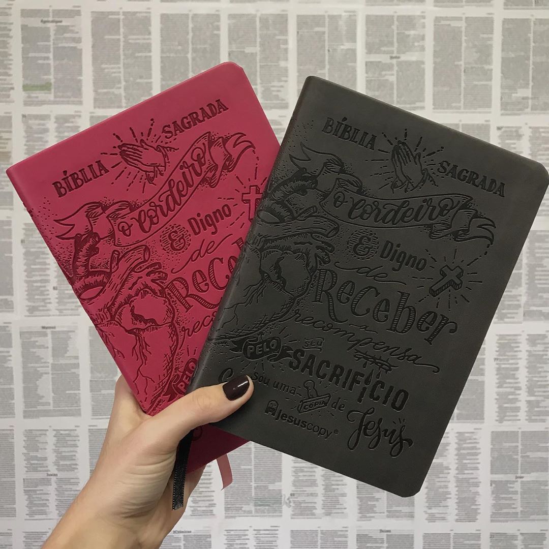 Bíblia Sagrada JesusCopy - NAA - Capa Luxo/Lettering - Cinza - Leitor ...