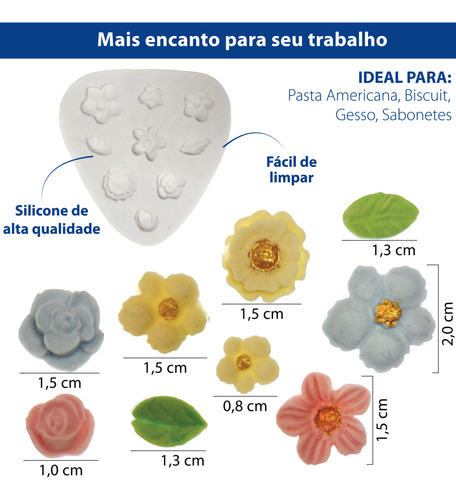 Molde De Silicone: Flores e Folhas | Palácio dos Moldes - Palácio Dos ...