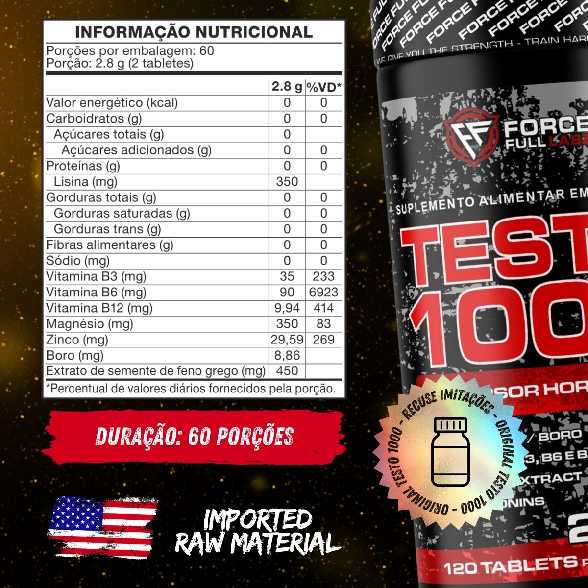 Testo 1000 Original com Feno Grego Premium (Importado) - Suplementos ...