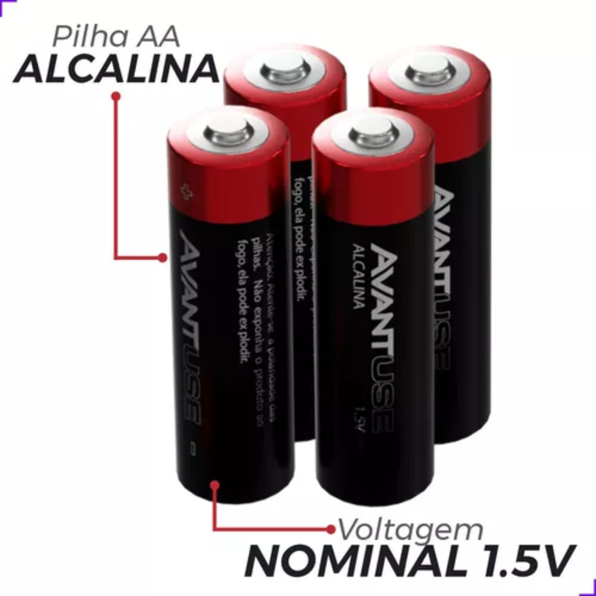 Kit Pilhas Alcalinas AA Pequena Com 04 Unidades 1.5v - Avant - atacadãodaspilhas