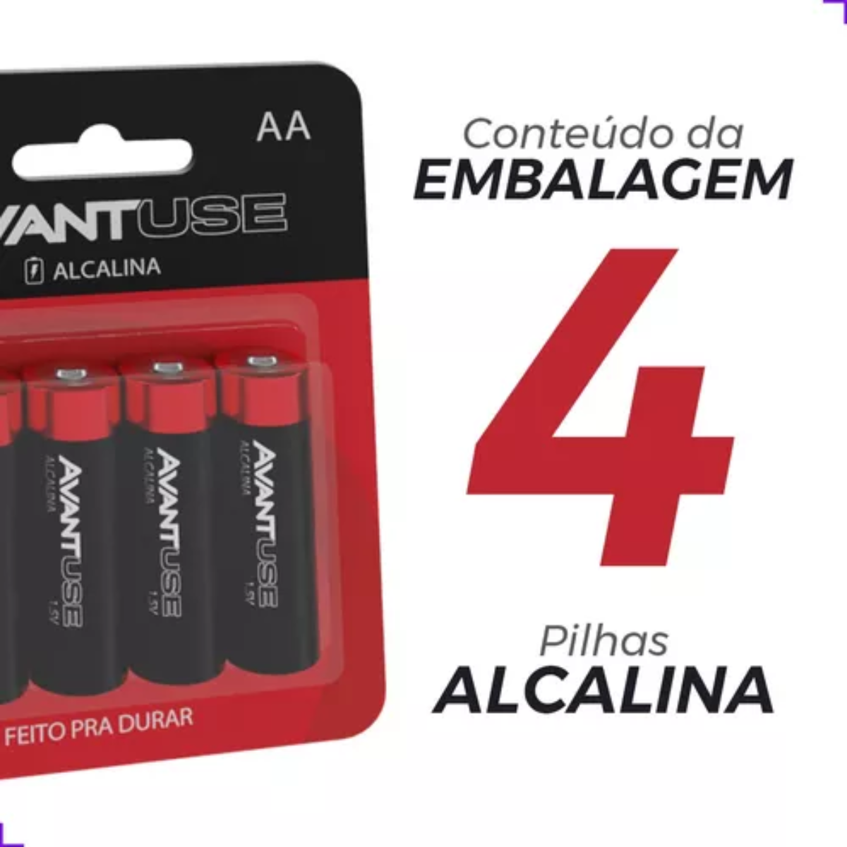 Kit Pilhas Alcalinas AA Pequena Com 04 Unidades 1.5v - Avant - atacadãodaspilhas
