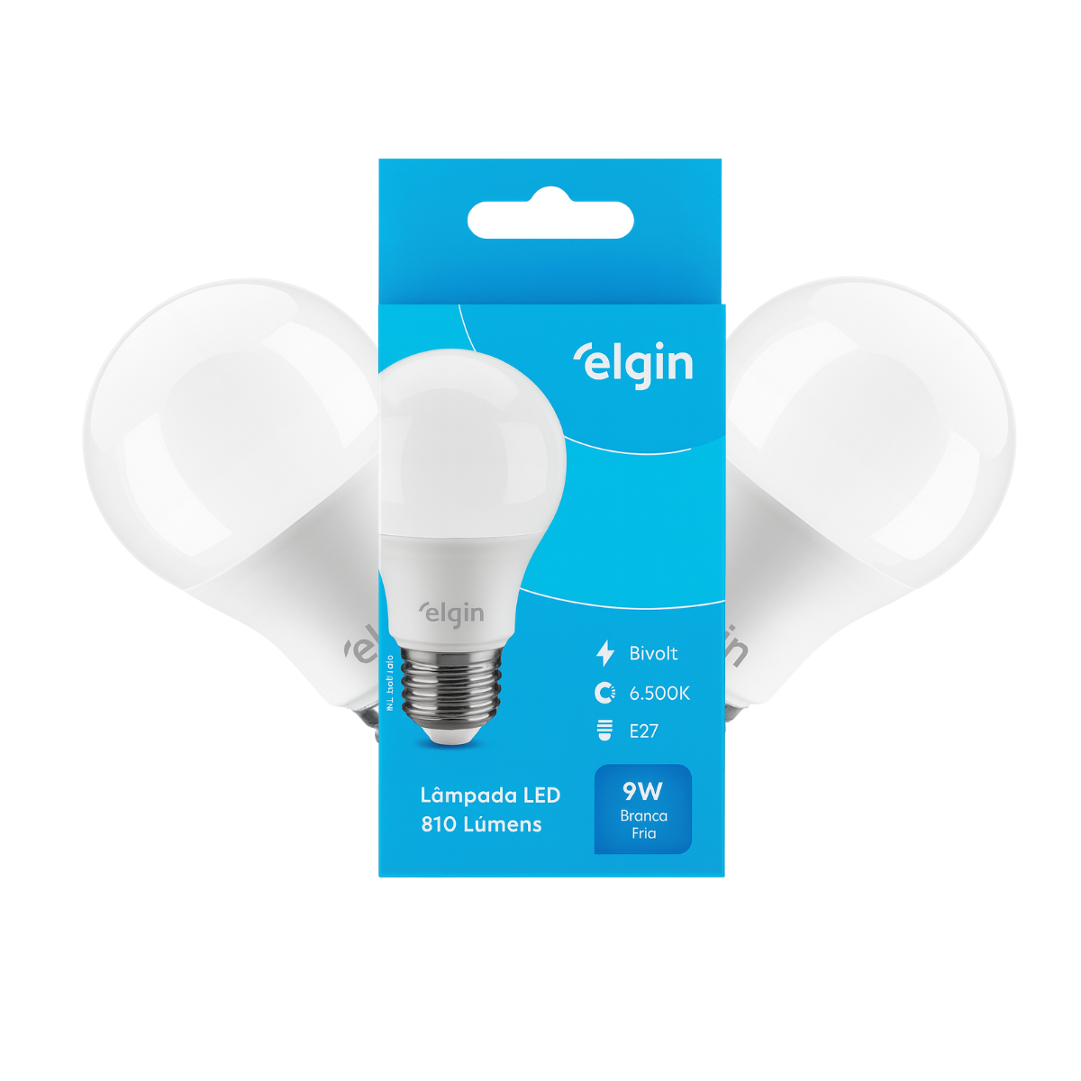 Lâmpada LED Bulbo 9W Branca Fria E27 6500K 810lm Bivolt Elgin - atacadãodaspilhas