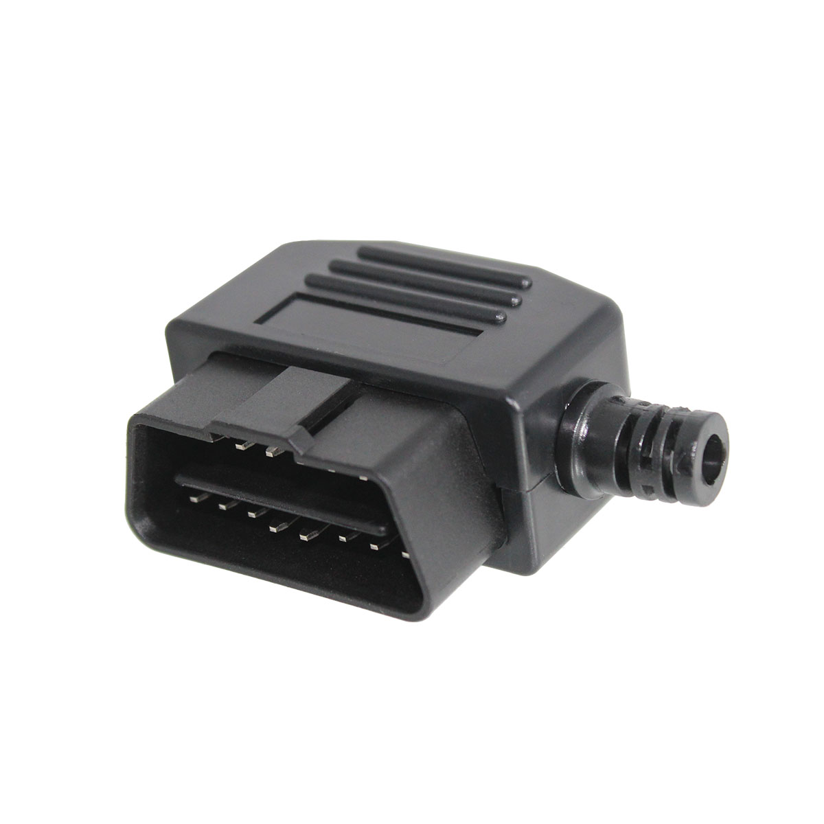 Conector OBD2 Macho 16 Pinos 12V Capa 90° e Bucha - JSP Tech