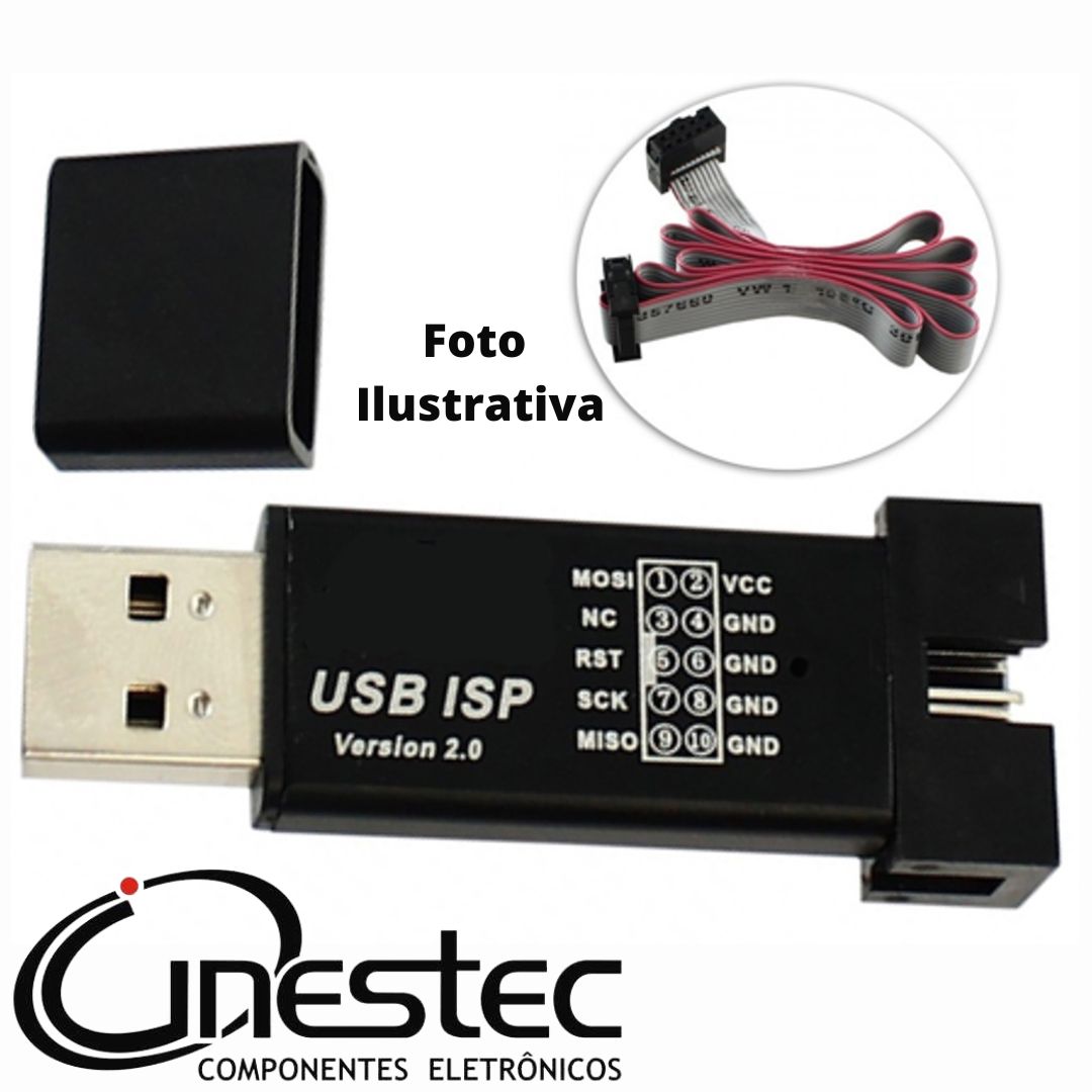 Gravador Programador Usb Asp Isp Atmel Bootloader Atmega Para Arduino Cinestec