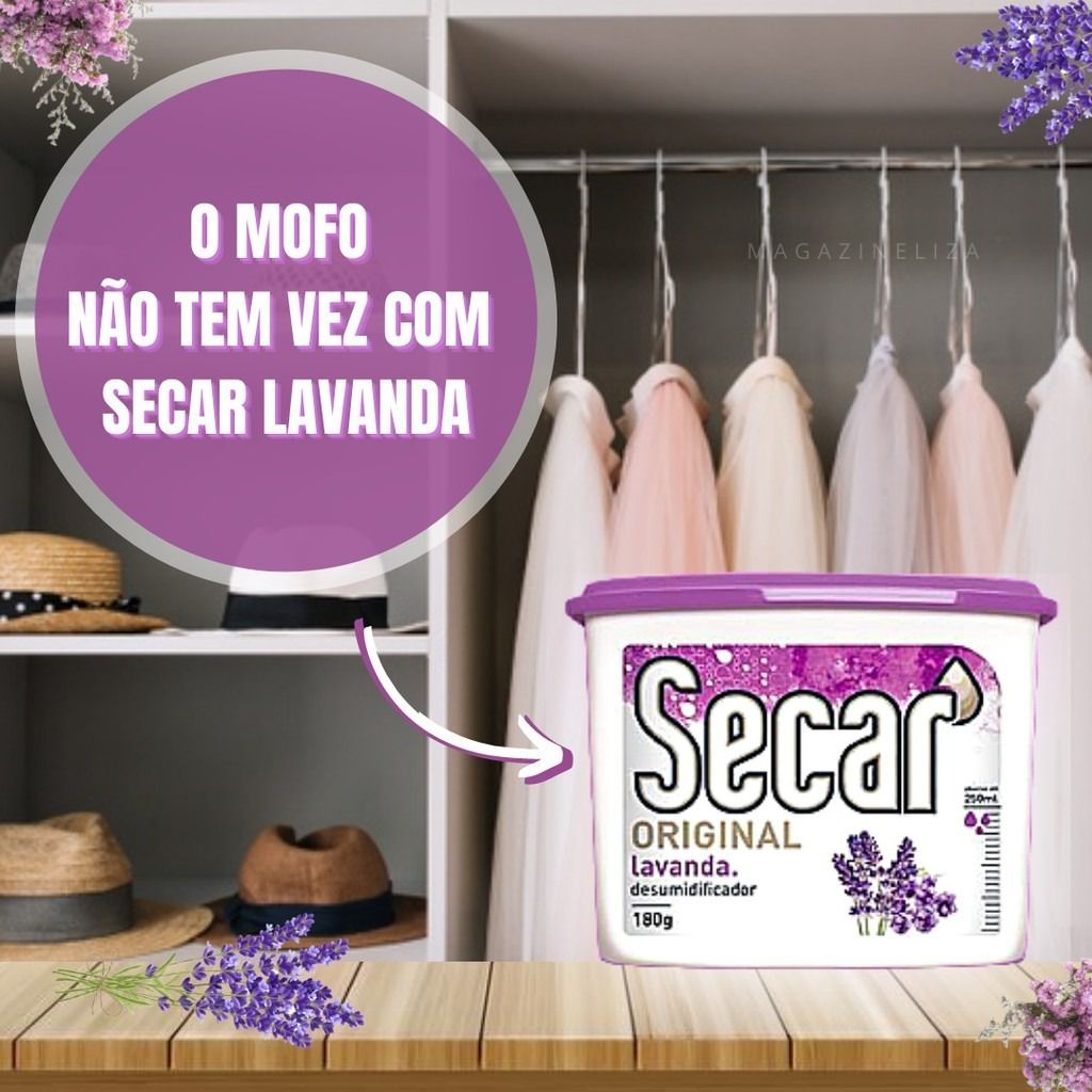 Desumidificador Antimofo Guarda-roupa Lavanda - Secar - 180g - JK LIMP ...