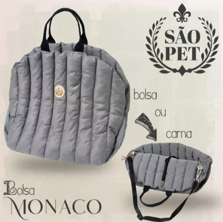Bolsa Transporte Monaco Cinza 3 em 1 - São Pet - Boutique dos Bichos