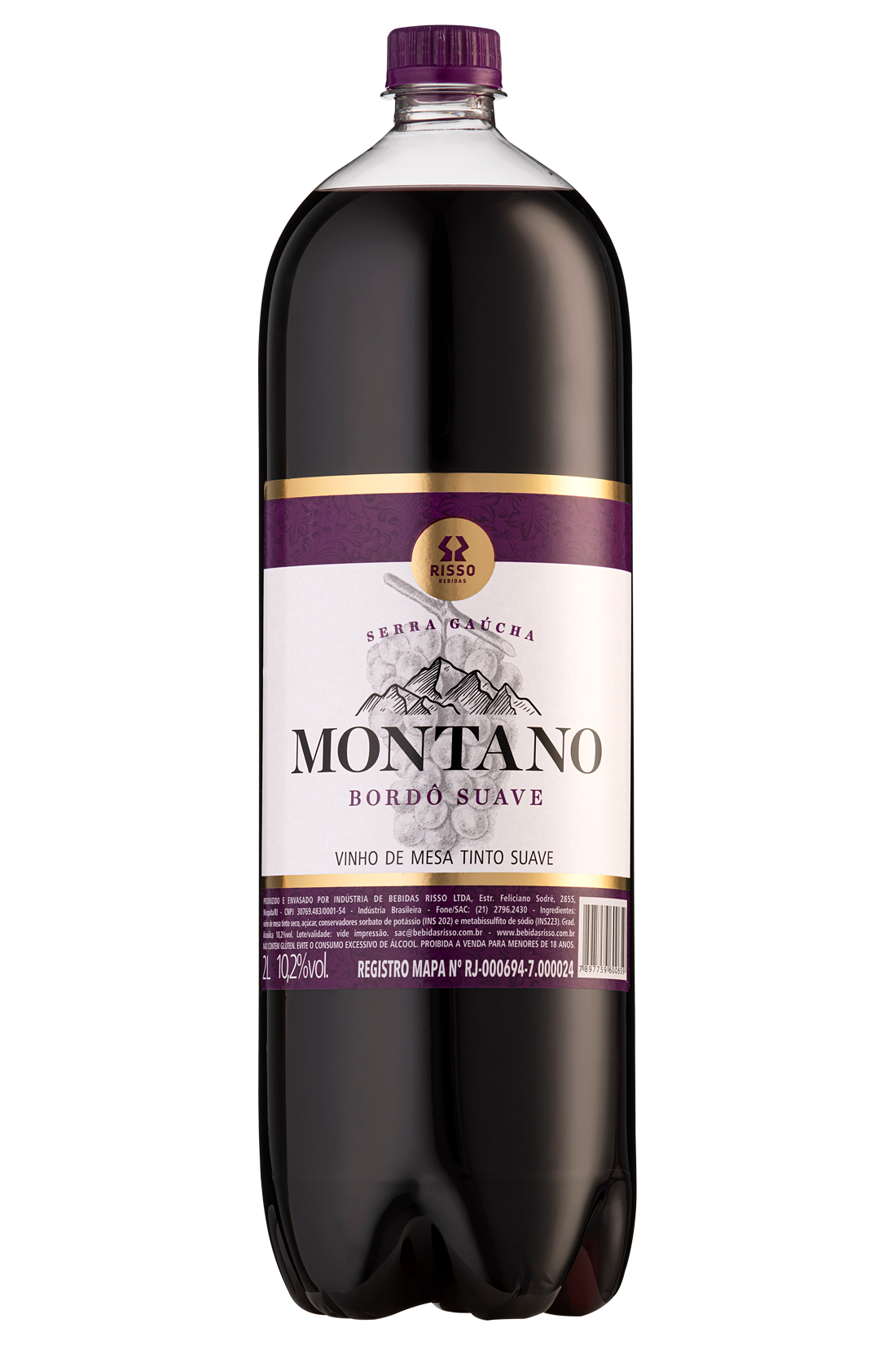 Vinho Tinto de Mesa Suave Montano - 2L - Bebidas Risso