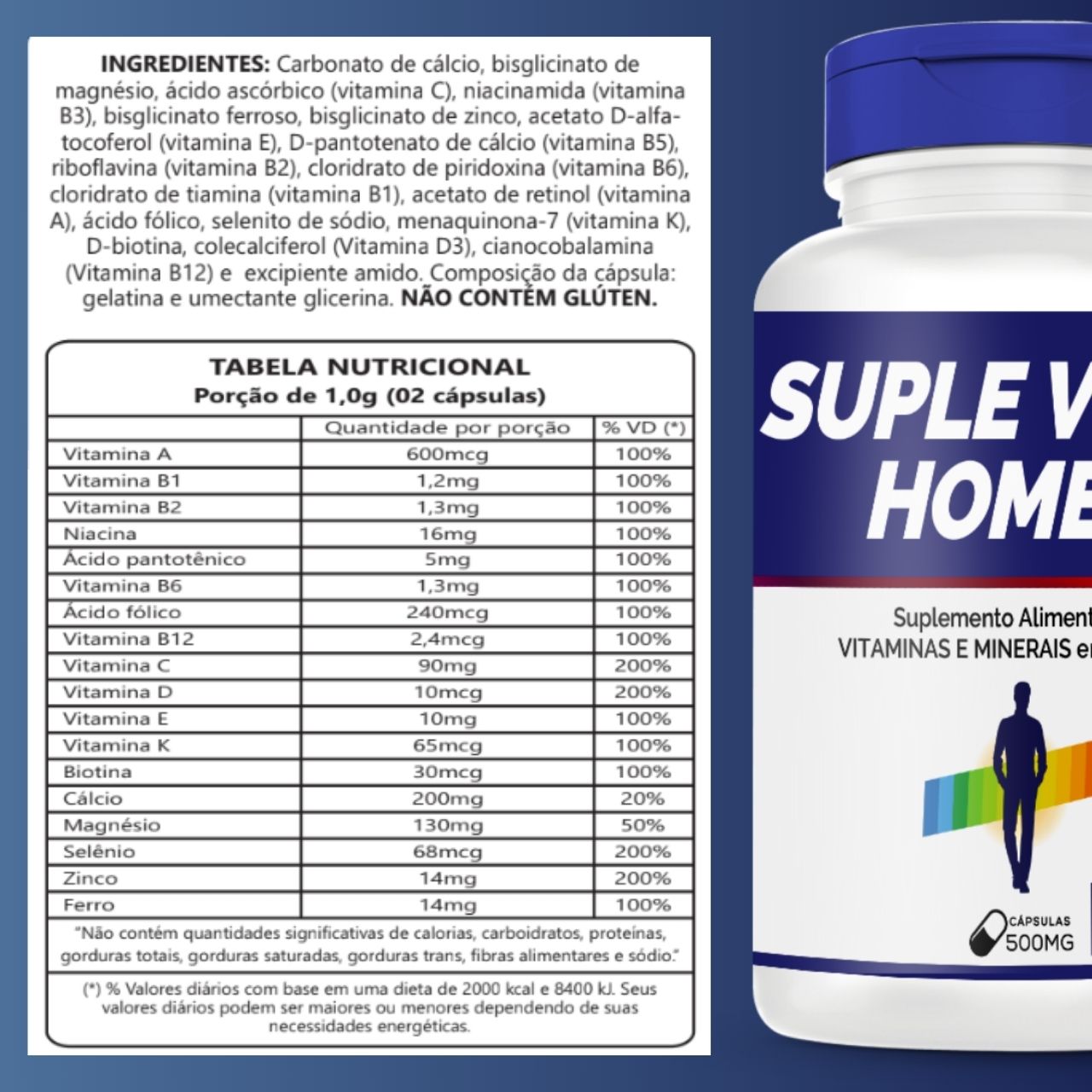 Suple Vitta Homem Cápsulas - Bio Vittas Produtos Naturais