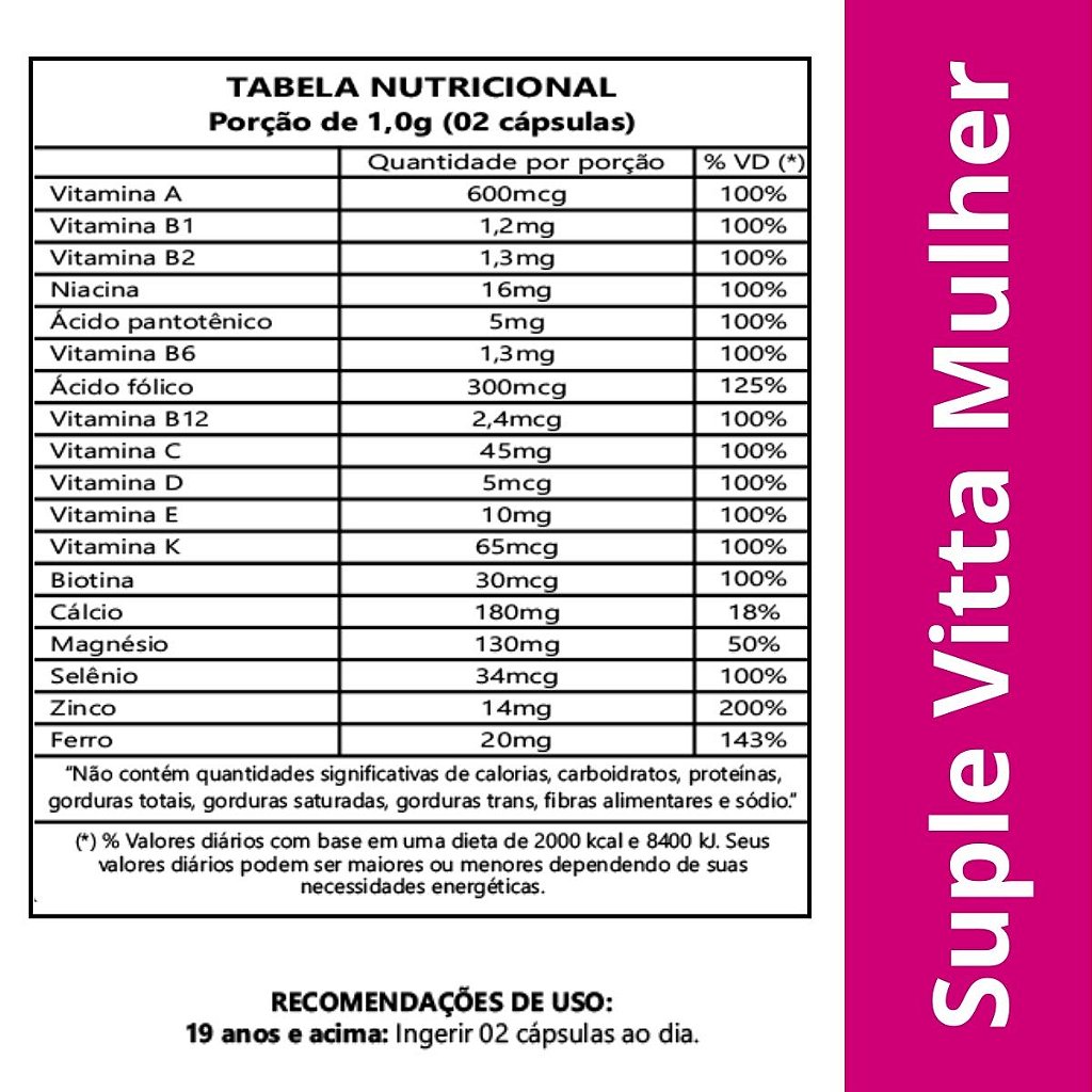 Suple Vitta Mulher Cápsulas - Bio Vittas Produtos Naturais