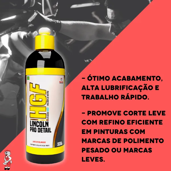 HGF Hi Gloss Fast Polidor Refino e Lustro 500G - Lincoln - UP CARSHOP