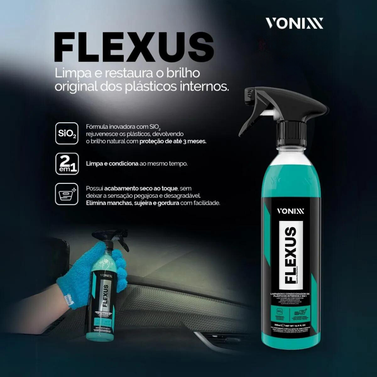 Flexus Limpador Restaurador Plásticos Spray 500ML - Vonixx - UP CARSHOP
