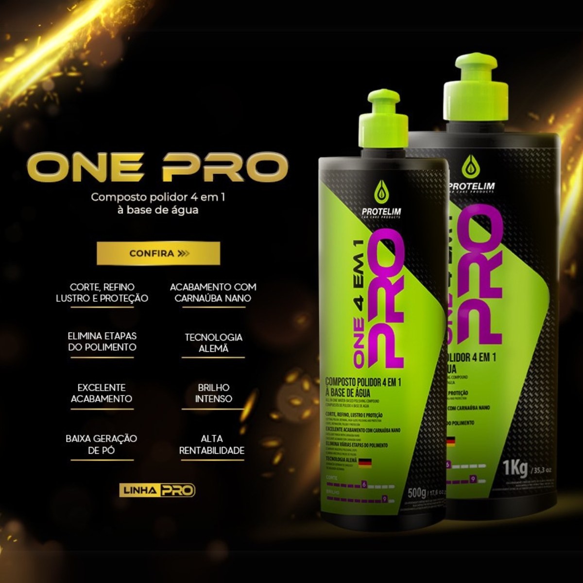 One Pro 4 Em 1 Composto Polidor Base De Água 500G - Protelim - UP CARSHOP