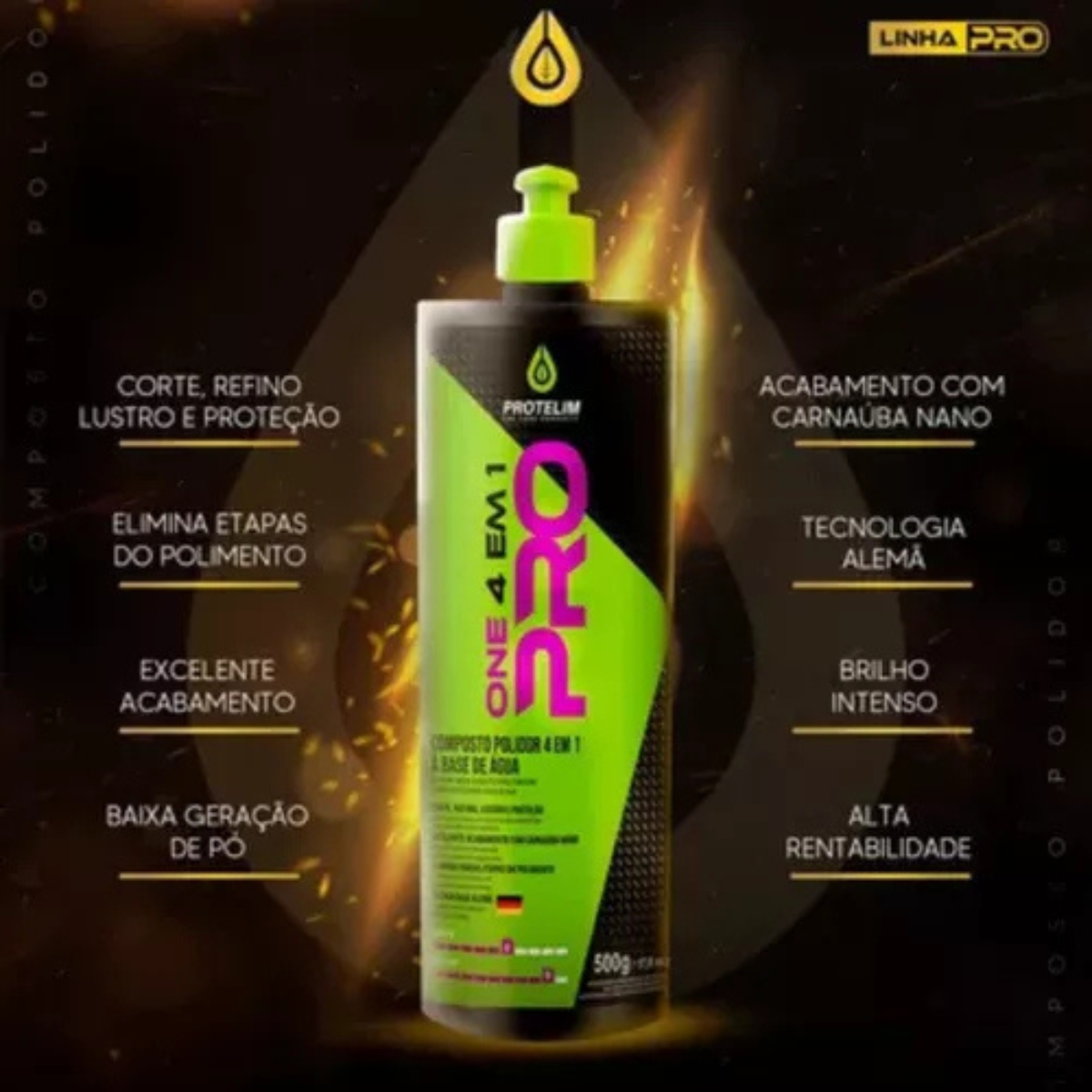 One Pro 4 Em 1 Composto Polidor Base De Água 500G - Protelim - UP CARSHOP