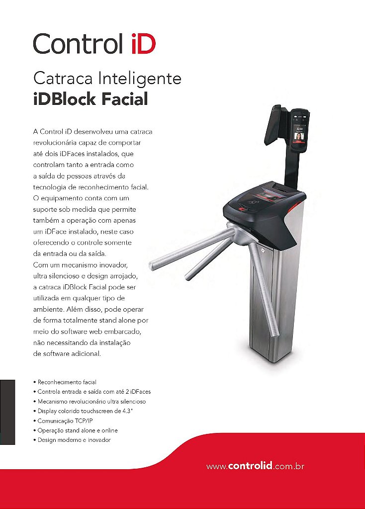Catraca iDBlock Facial com 2 Leitores iDFace 3.000 Faces Preta- ControliD - https://www ...