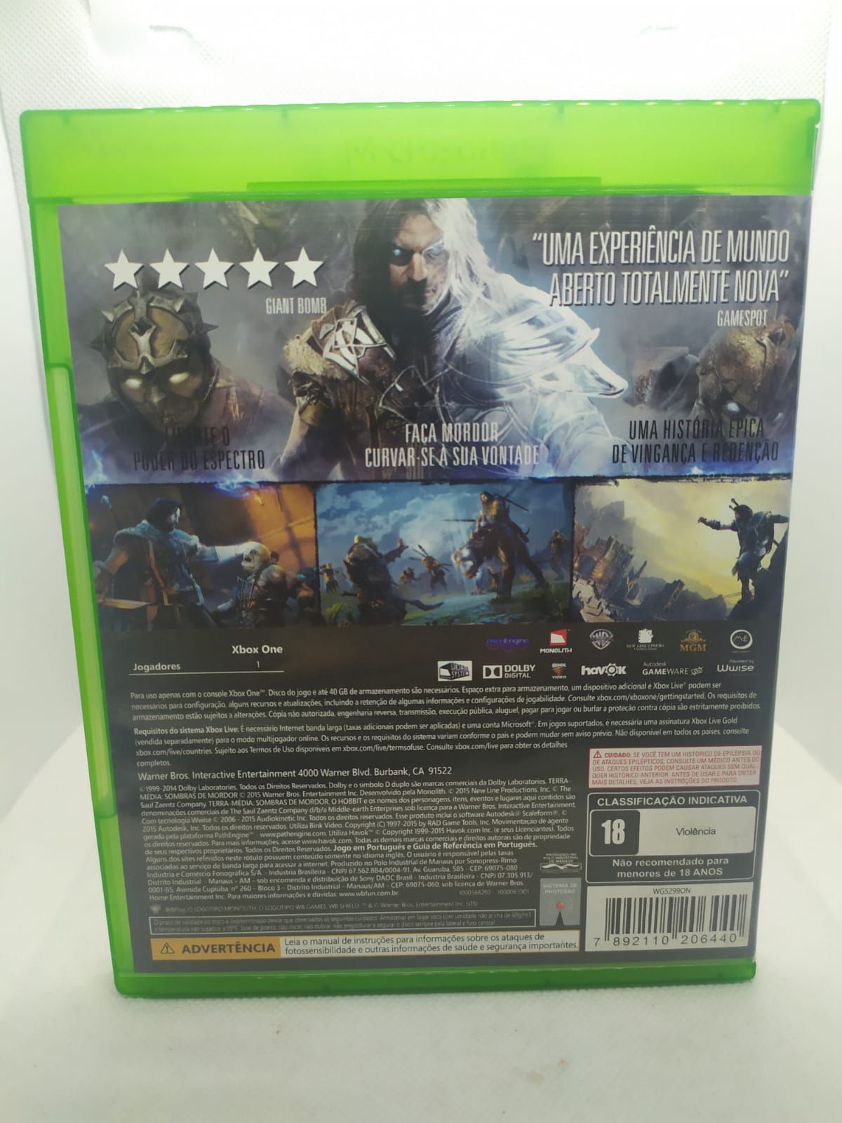 Terra Média Sombras de Mordor Mídia Física Xbox One (USADO) - www ...