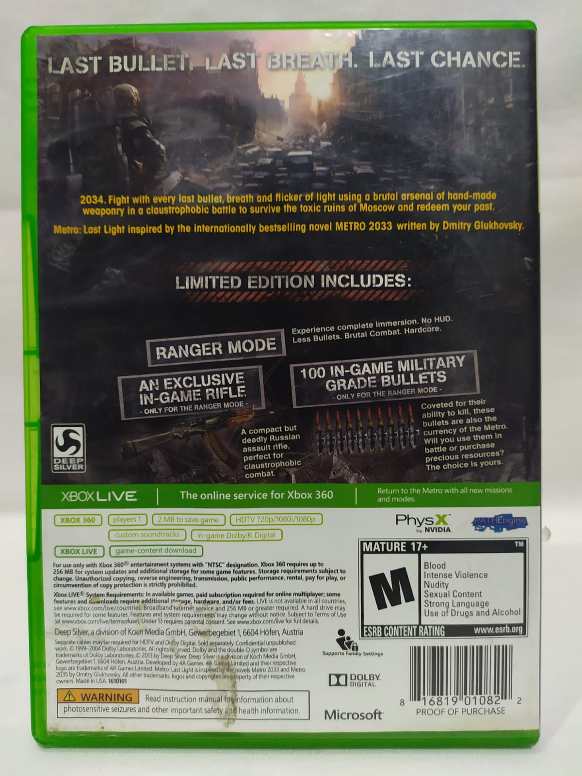 Metro Last Light Mídia Física Xbox 360 (USADO) - www.maicongames.com.br