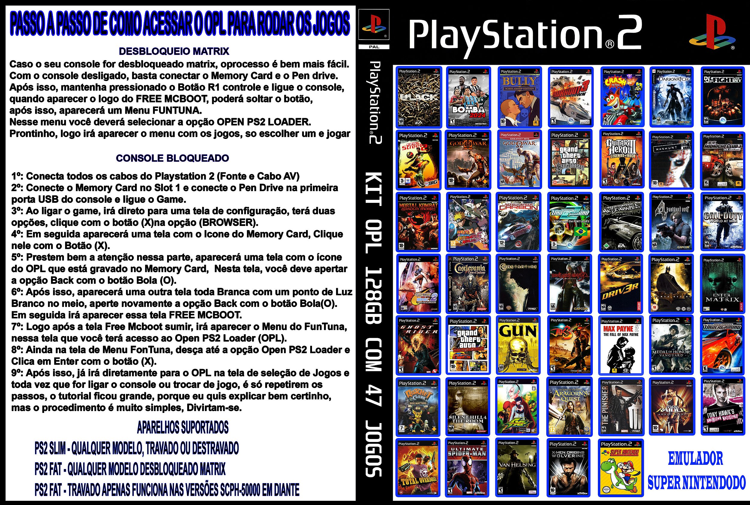 Kit OPL Para Playstation 2 - Kit Opl PS2 Pen Drive 128gb Com 47 Jogos ...