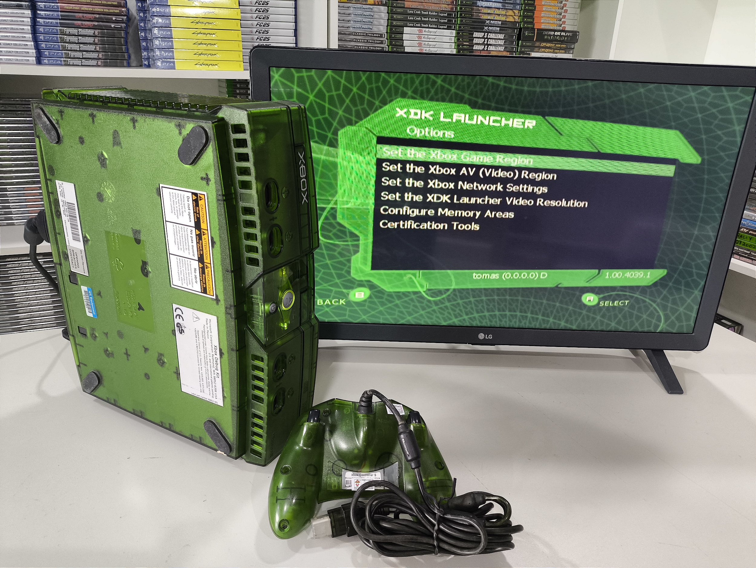 Console Microsoft Xbox Clássico Debug kit Translucent Green Europeu - www.maicongames.com.br