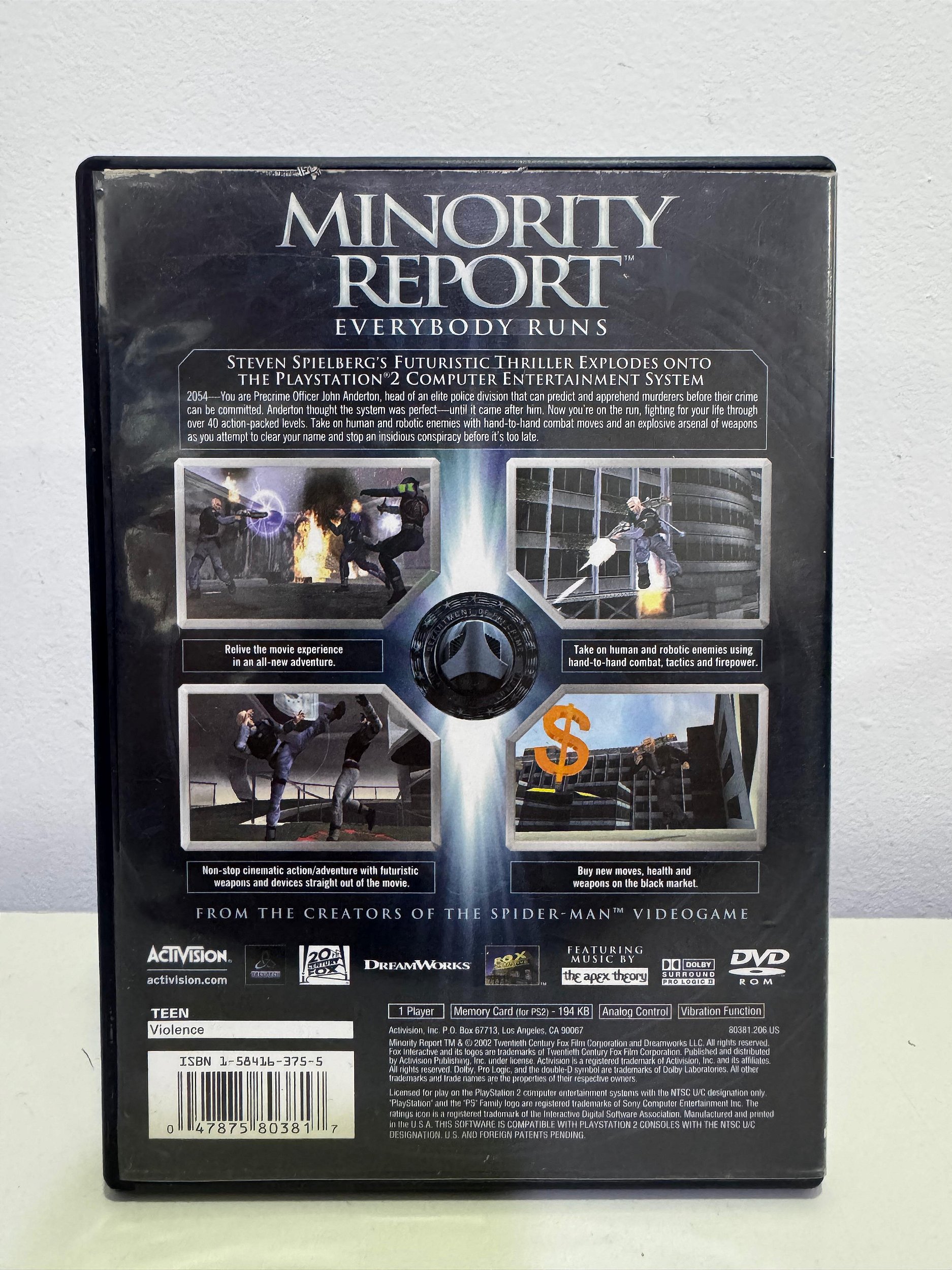 Minority Report Everybody Runs PS2 Original Americano (Usado) - www ...