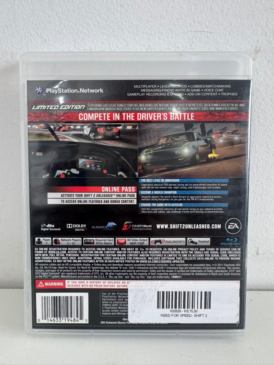 Need For Speed Shift 2 Unleashed Limited Edition PS3 Mídia Física ...