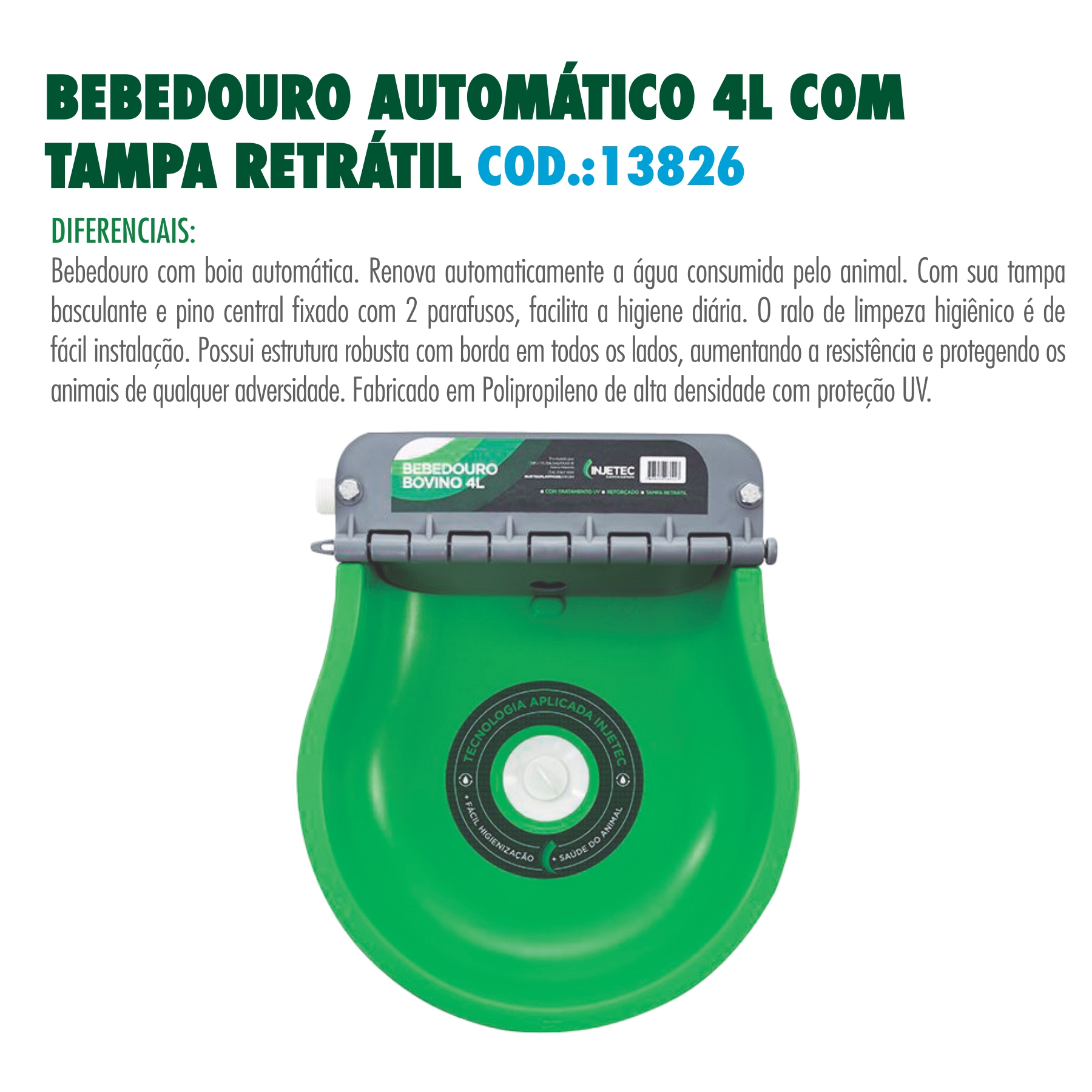 Bebedouro Automático Bospan Bovino 4L com Bóia e Tampa Retrátil ...