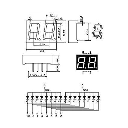 Display de 7 Segmentos 2 Dígitos 0,56" Ânodo Comum | Baú da Eletrônica ...