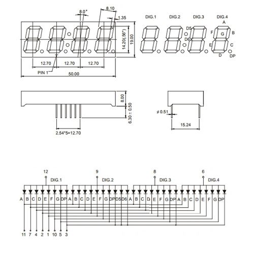 Display 7 Segmentos 4 Dígitos 0,56" Anodo Comum | Baú da Eletrônica ...