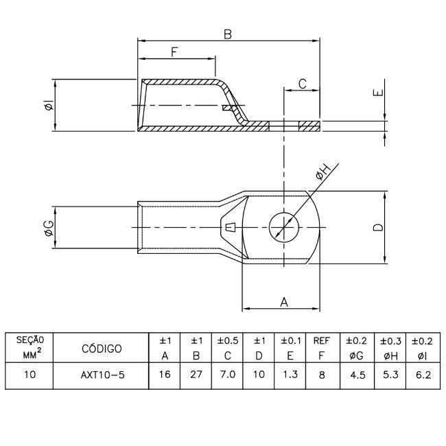 Terminal Tubular de Compressão 10mm M5 (AXT10-5) | Baú da Eletrônica ...