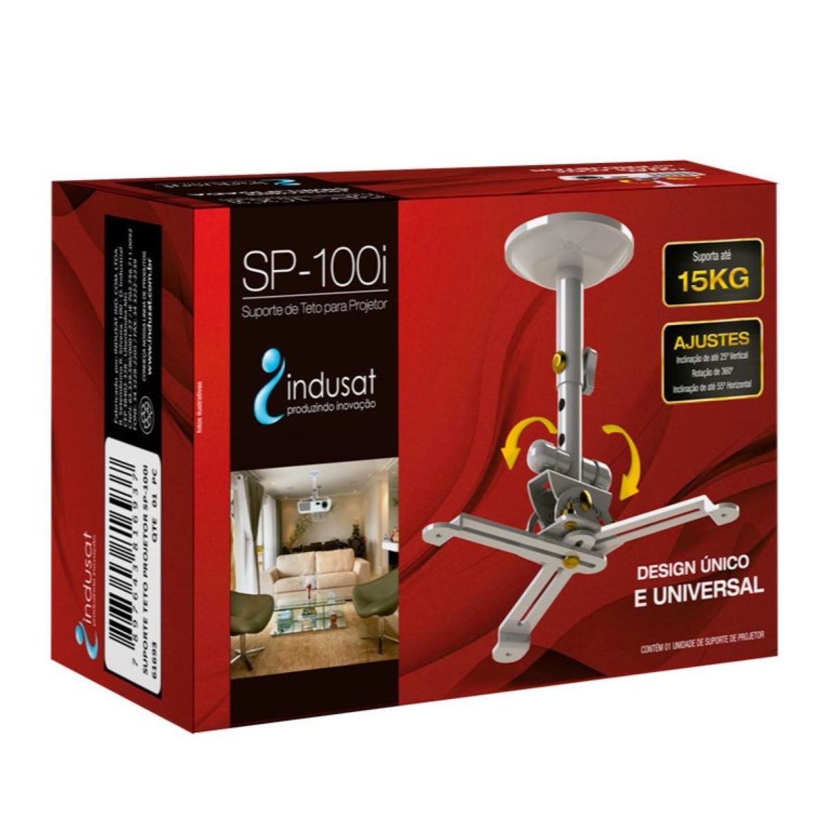 Suporte Teto Projetor Indusat SP 100i Regulável 15kg - LUP PLACE