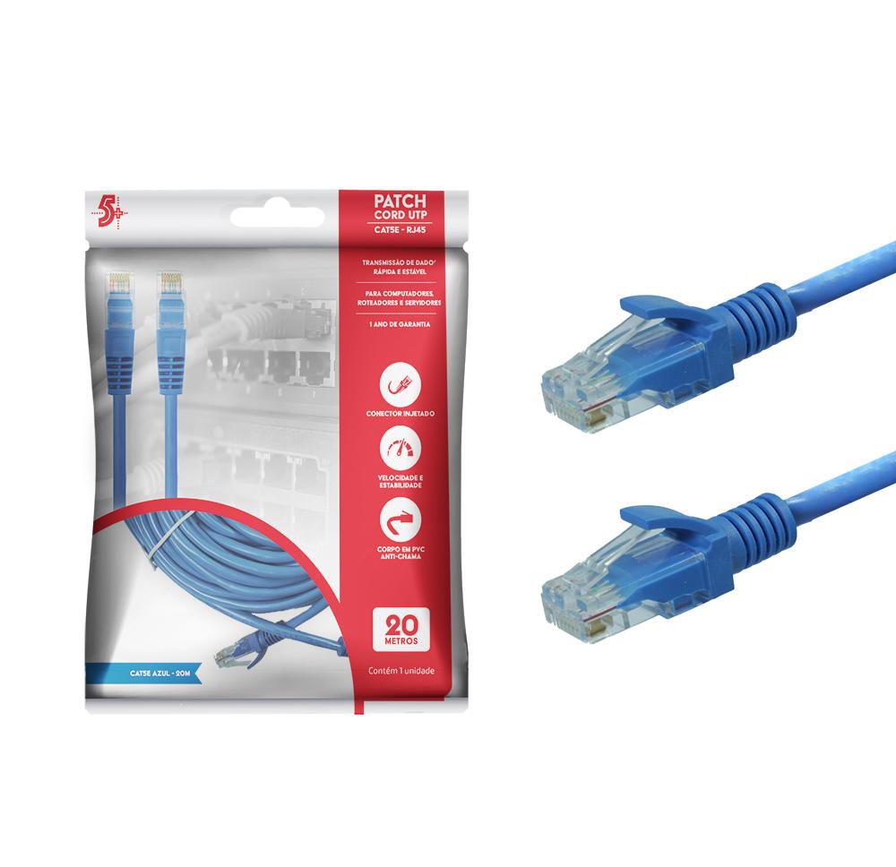 Cabo Patch Cord UTP Cat5e 20 Metros Azul - Will Eletro - Cabos, Adaptadores, Antenas TV e muito ...