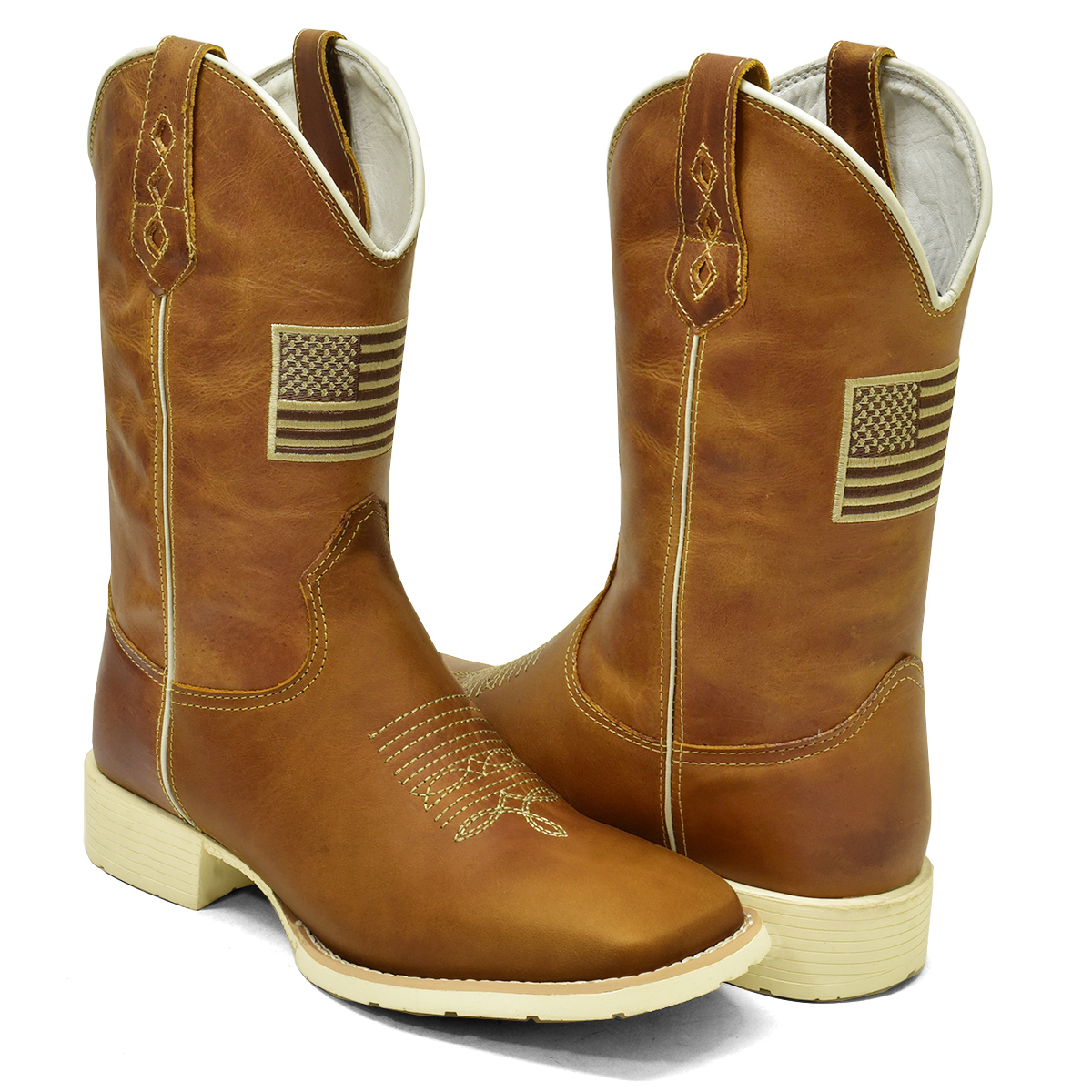 Bota Texana Americana Sola Bege Bandeira - Botas Texanas - Ofertas em ...