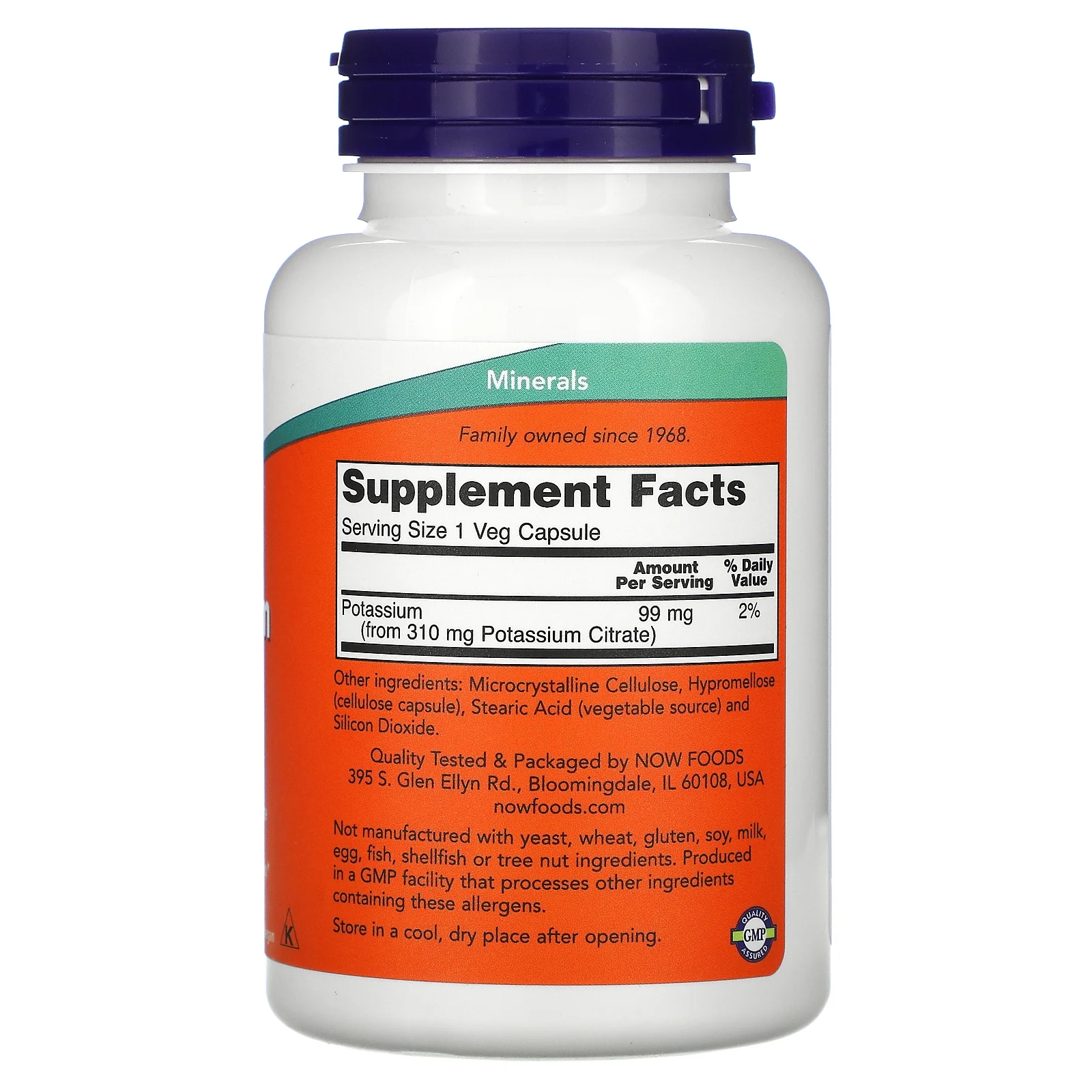 Citrato de Potassio 180 Cápsulas NOW Foods - Suplelive