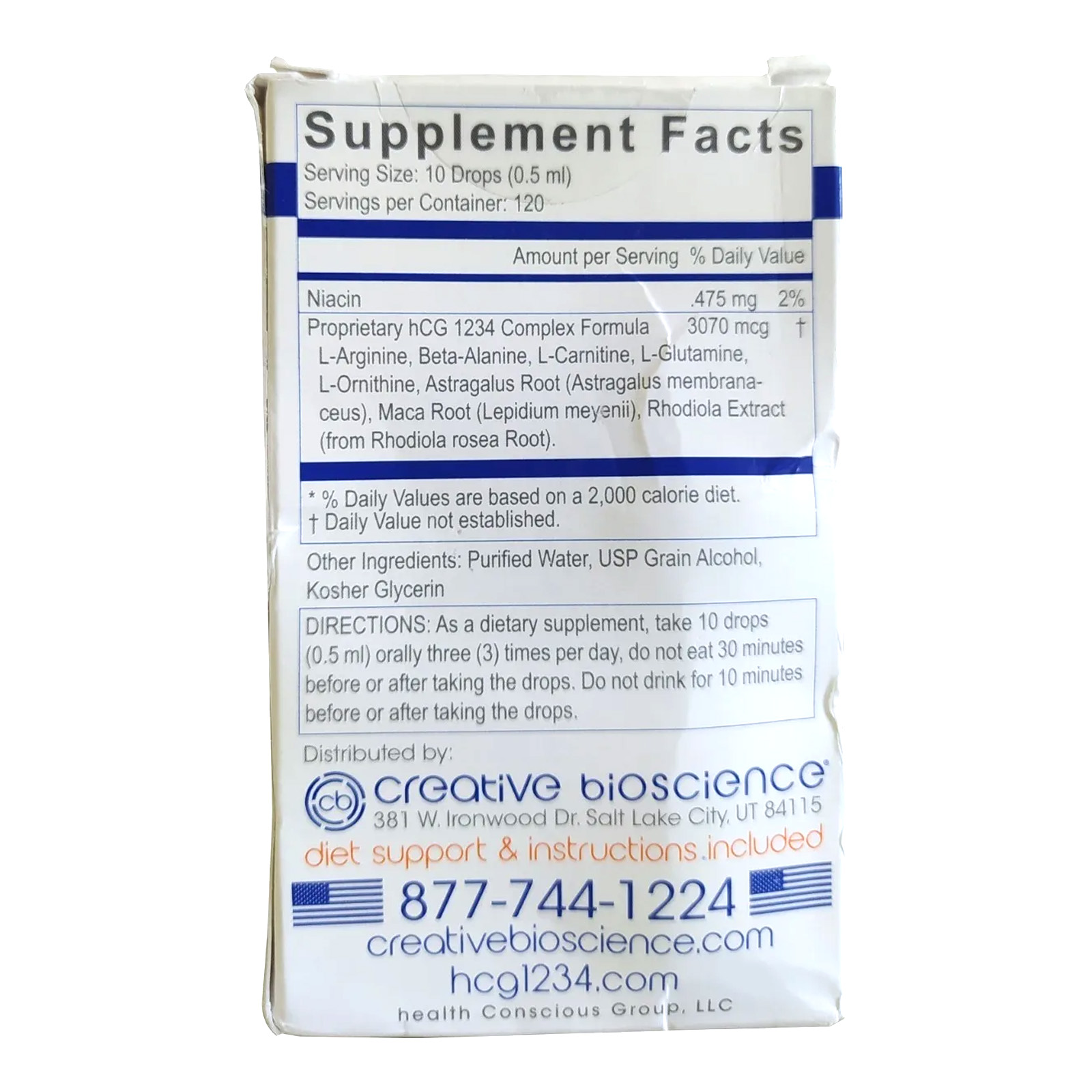 HCG 1234 Diet Drops 60ml Creative Bioscience - Suplelive