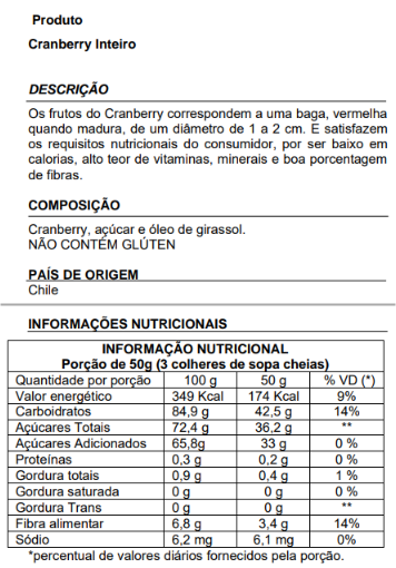 Cranberry Inteiro Desidratado - P&P - P&P Fit - A sua loja de Produtos ...